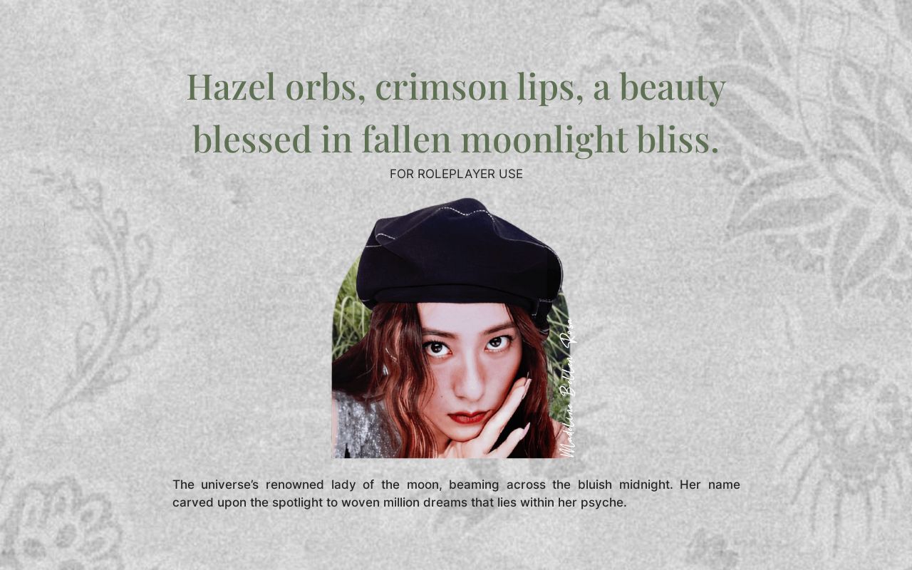 FOR ROLEPLAYER USE Hazel orbs, crimson lips, a beauty blessed in fallen ...
